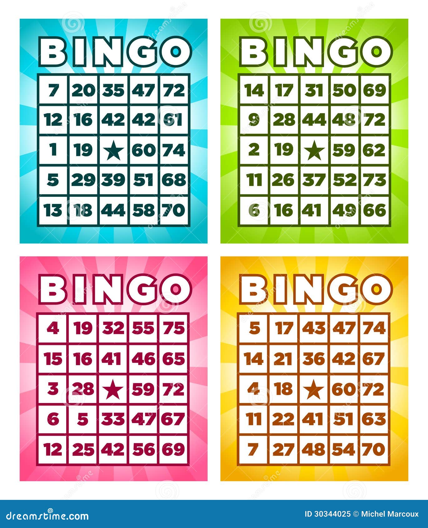 Bingokaarten vector illustratie. Illustration of activiteit - 30344025