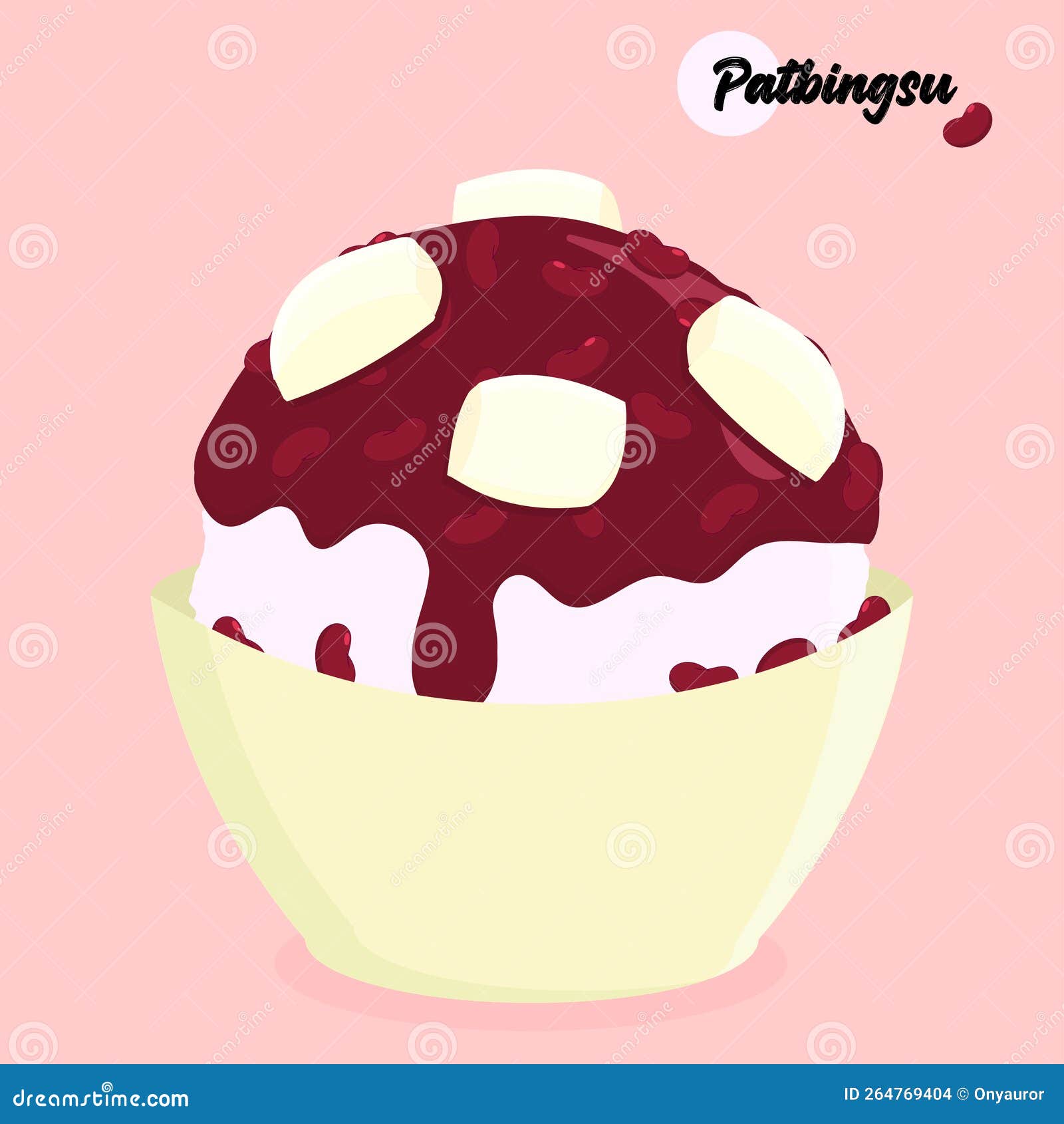Red Bean Korean Shaved Ice or Patbingsu Stock Vector - Illustration of ...