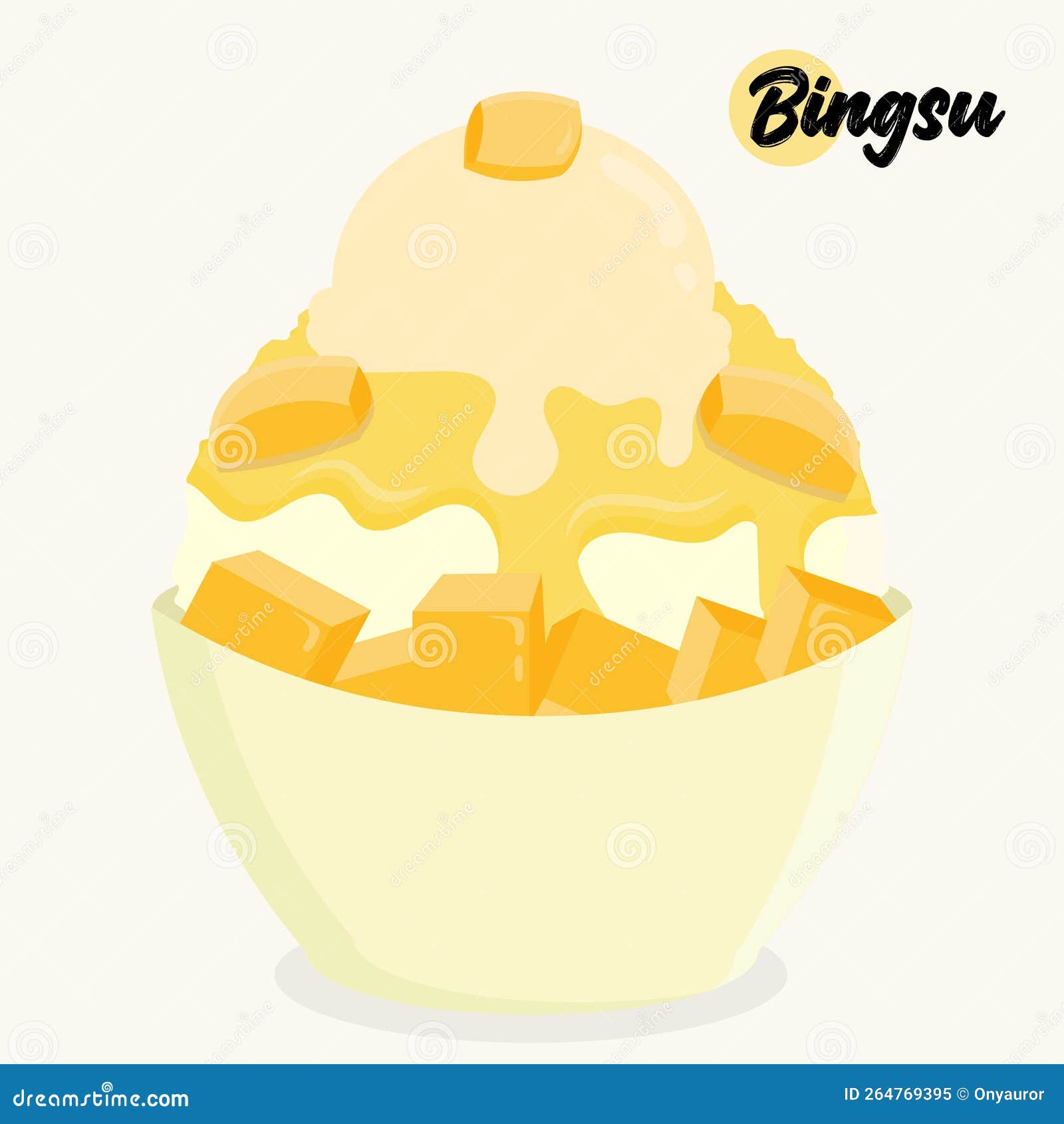 Korean Shaved Ice Bingsu with Mango Topping Stock Vector - Illustration ...
