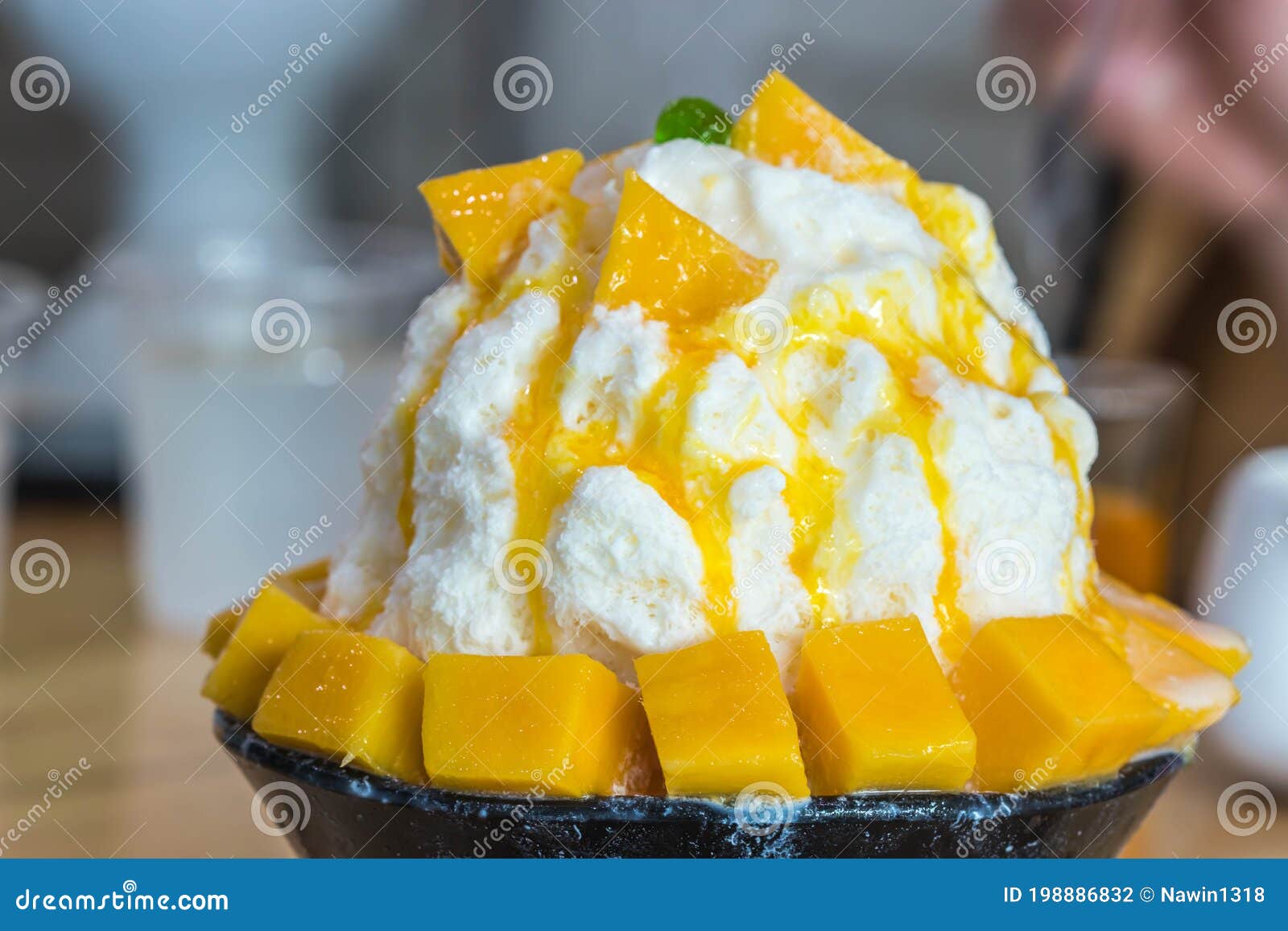 Bingsu Mango Ice Cream Korean Dessert Stock Photo - Image of ...