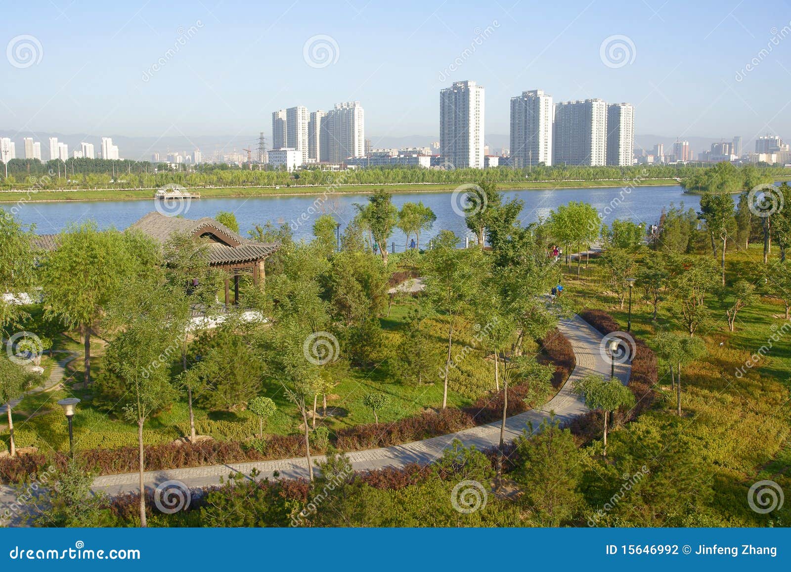 Binhe park stock photo. Image of park, summerhouse, path - 15646992
