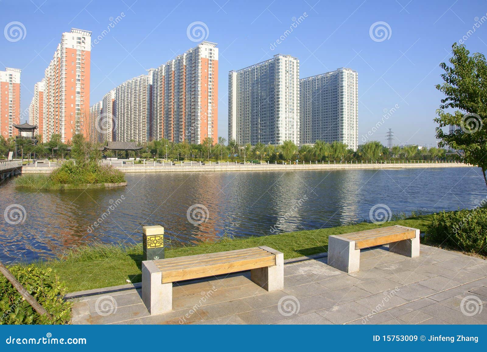 Binhe Park stock image. Image of stool, taiyuan, buildings - 15753009