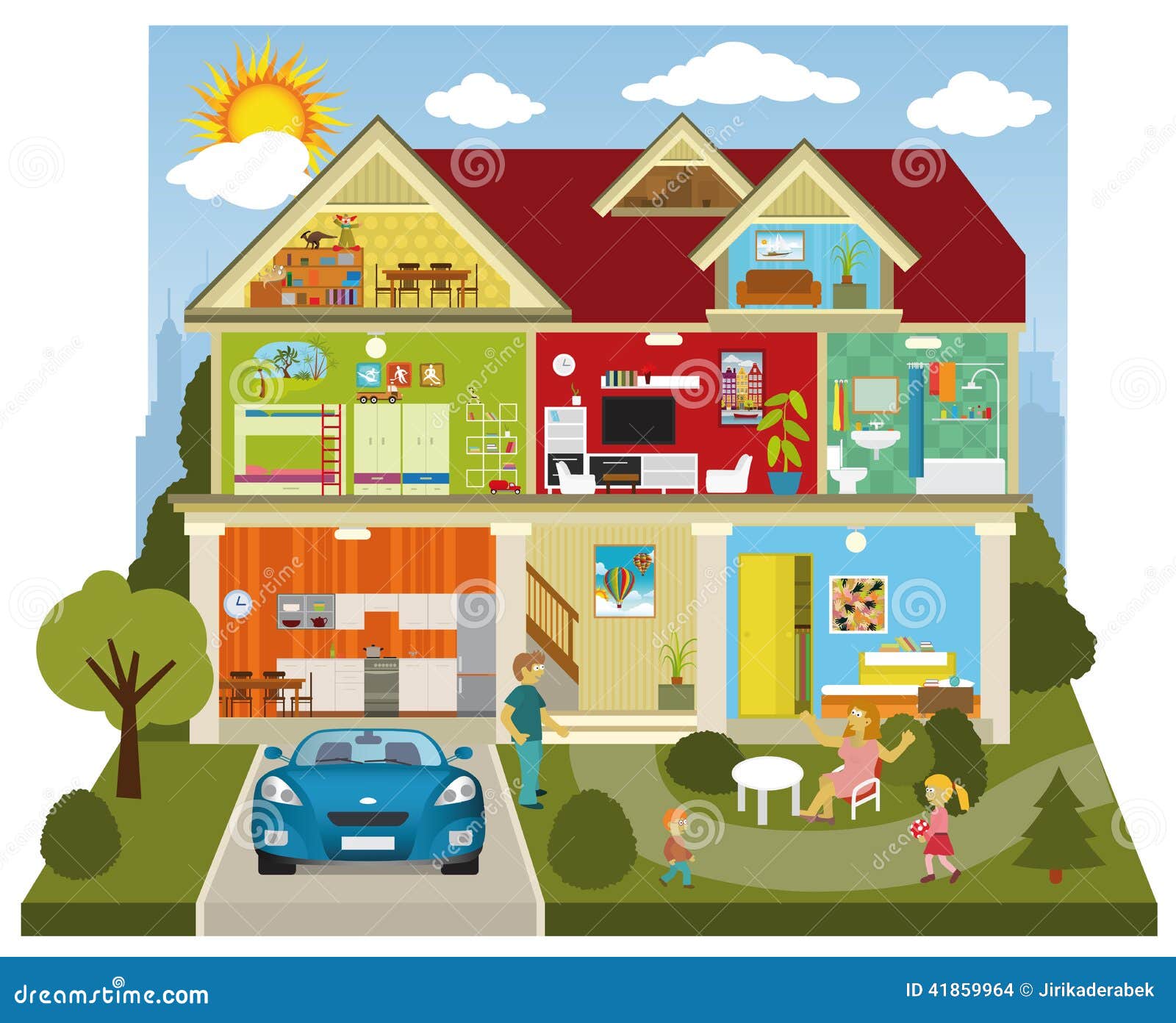Binnen het huis vector illustratie. Illustration of familie - 41859964