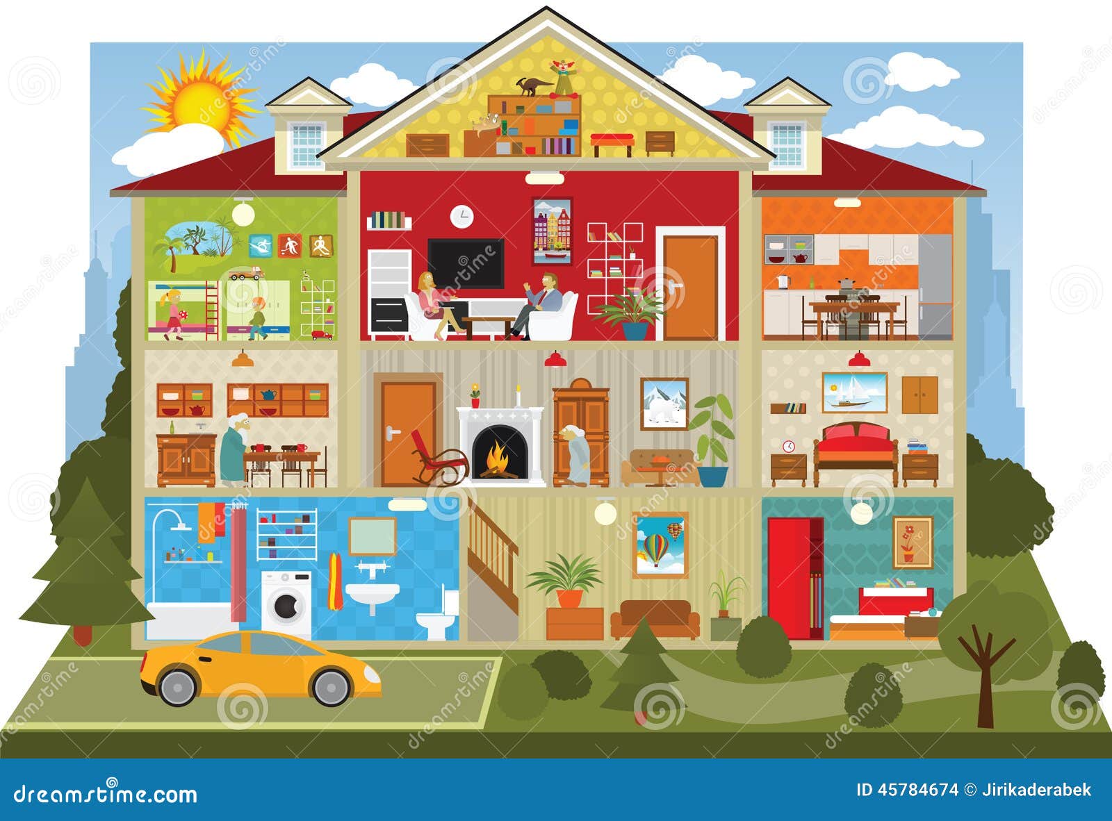 Binnen het huis vector illustratie. Illustration of geïsoleerd - 45784674