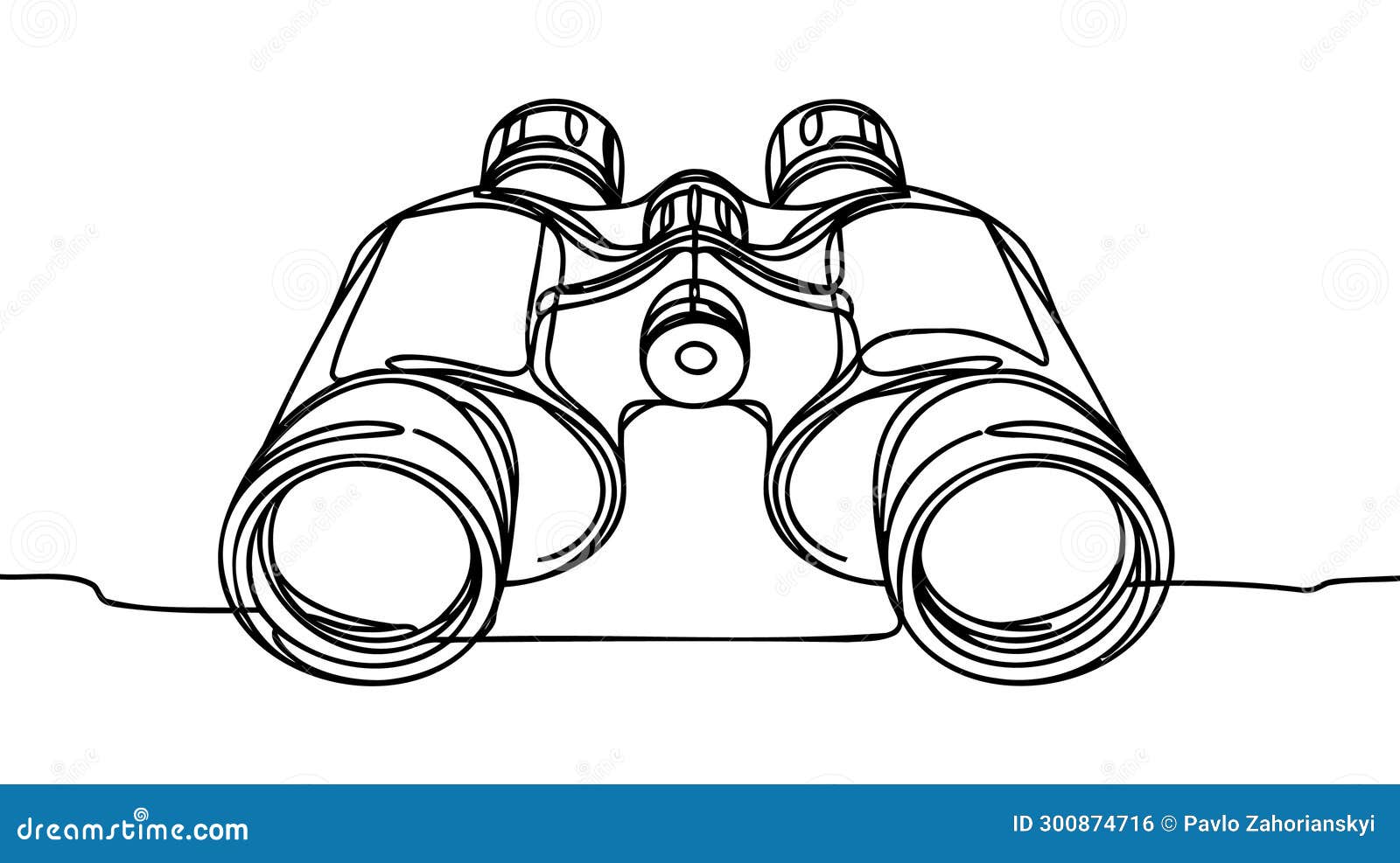 Binocular Continuous Single Line Drawing. Vector Illustration Stock ...