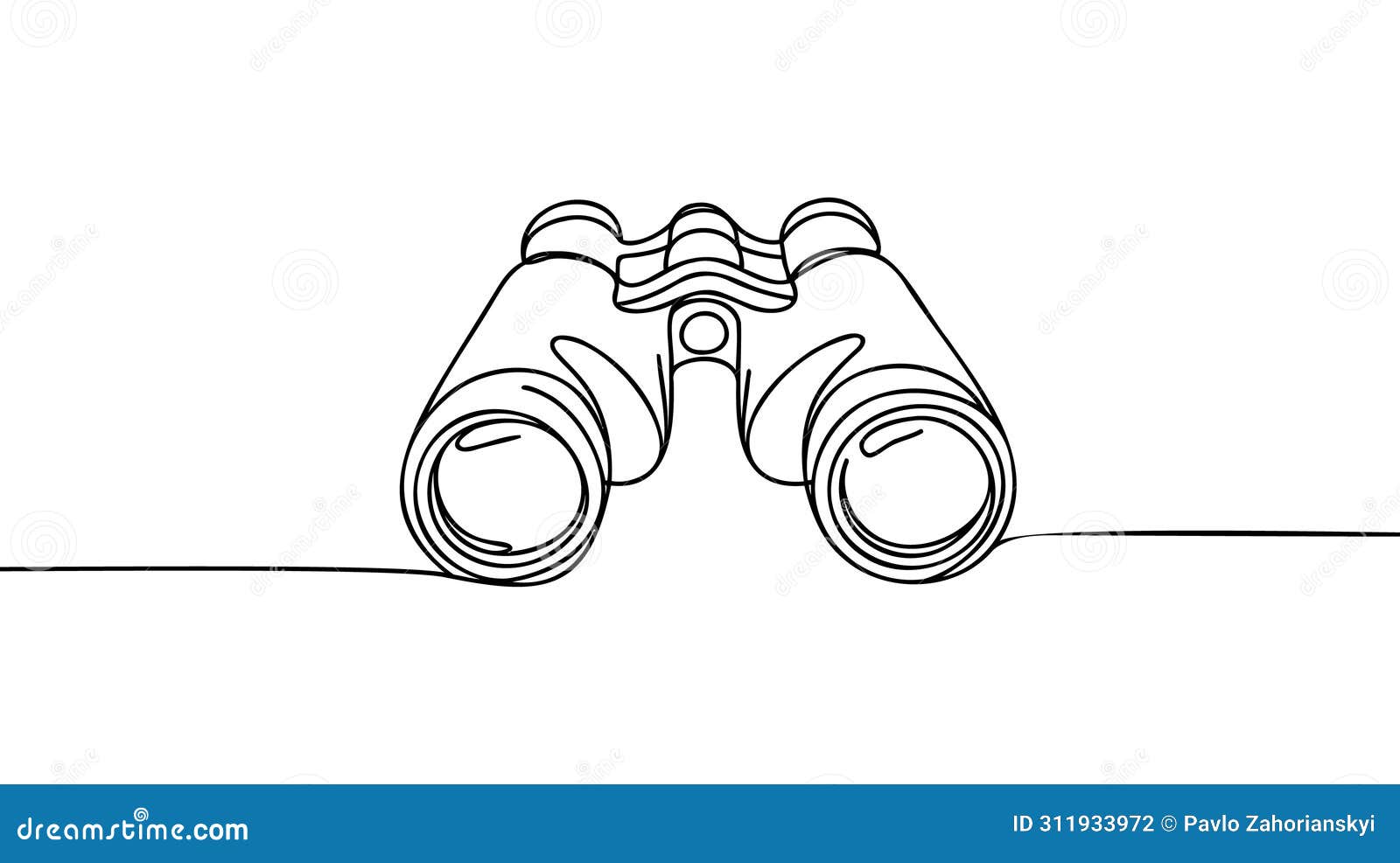 Binocular Continuous Single Line Drawing. Vector Illustration Stock ...