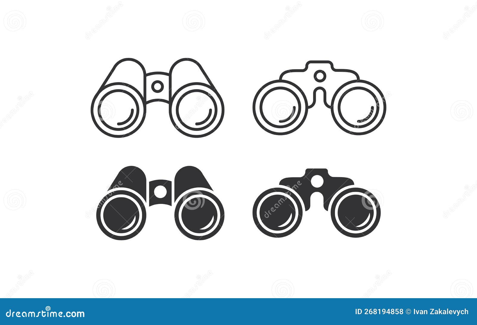 Binocular Icon Set. Optical Explore Vector Stock Illustration ...