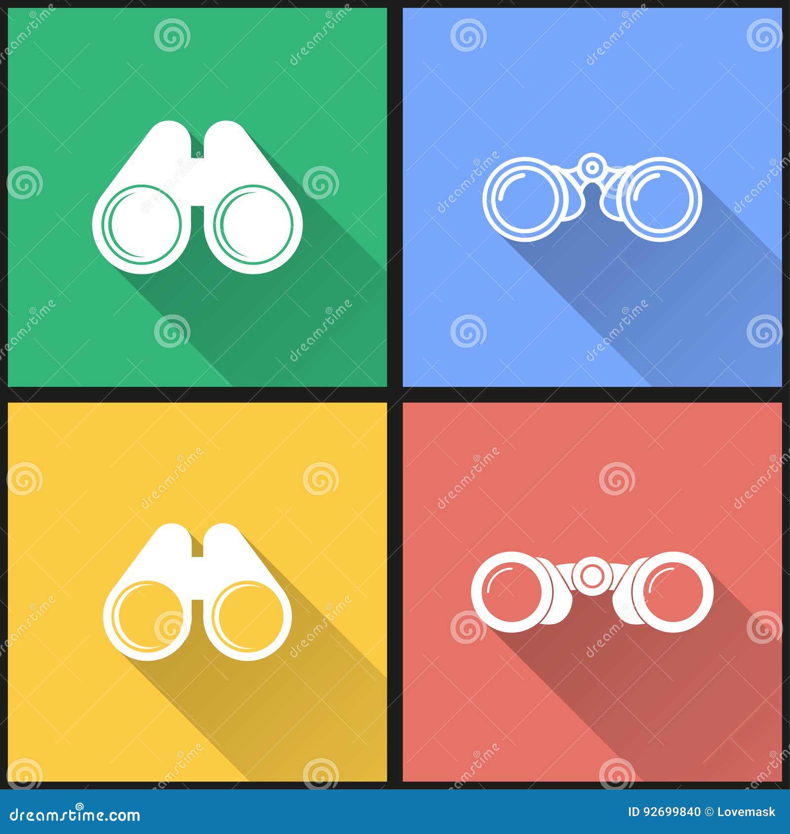 Binocular icon set. stock vector. Illustration of guard - 92699840