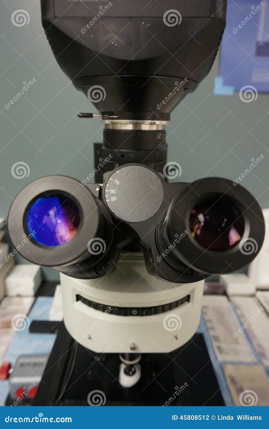 Binocular Microscope in a Research Laboratory Stock Photo - Image of ...