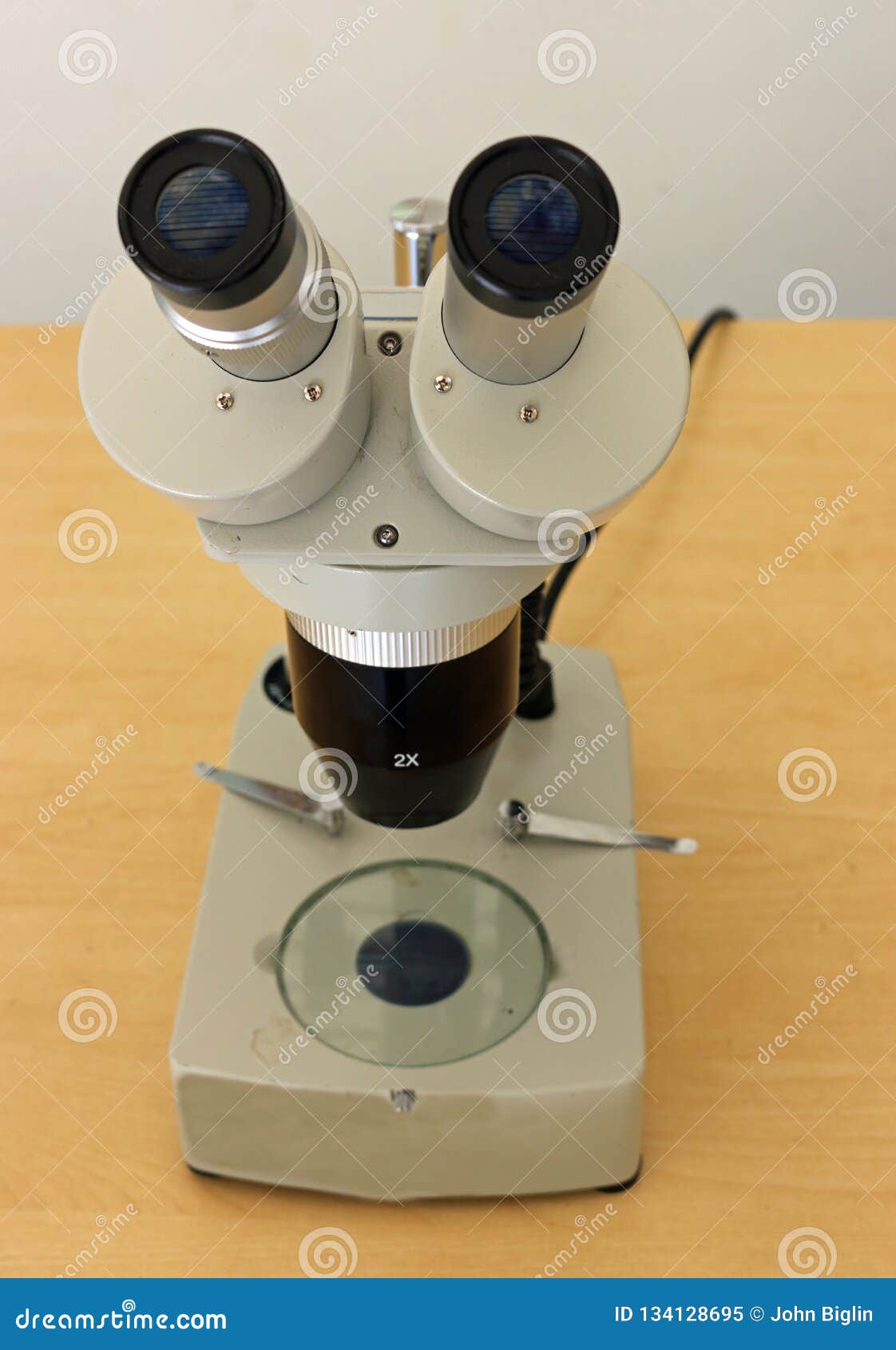 Binocular Microscope on Table Stock Image - Image of laboratory, table ...