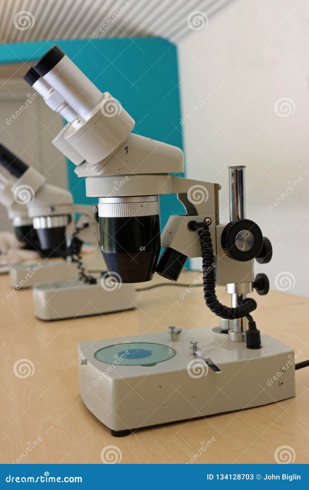 Binocular Microscope on Table Stock Image - Image of binocular ...