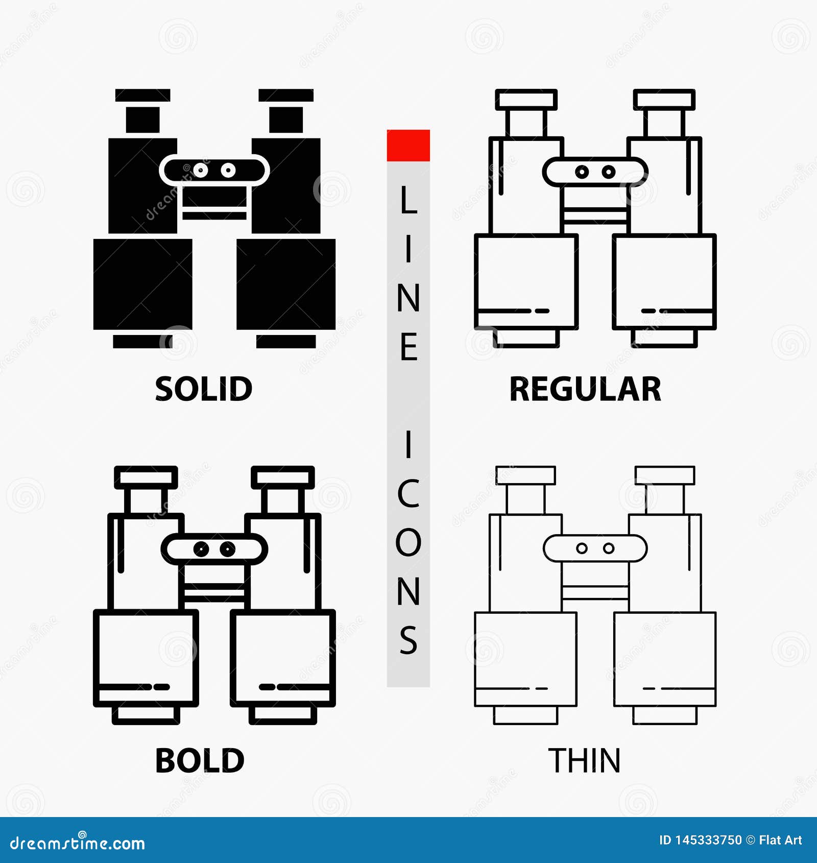 Binoculars Bold Black Silhouette Icon Isolated On White. Field Or Opera ...