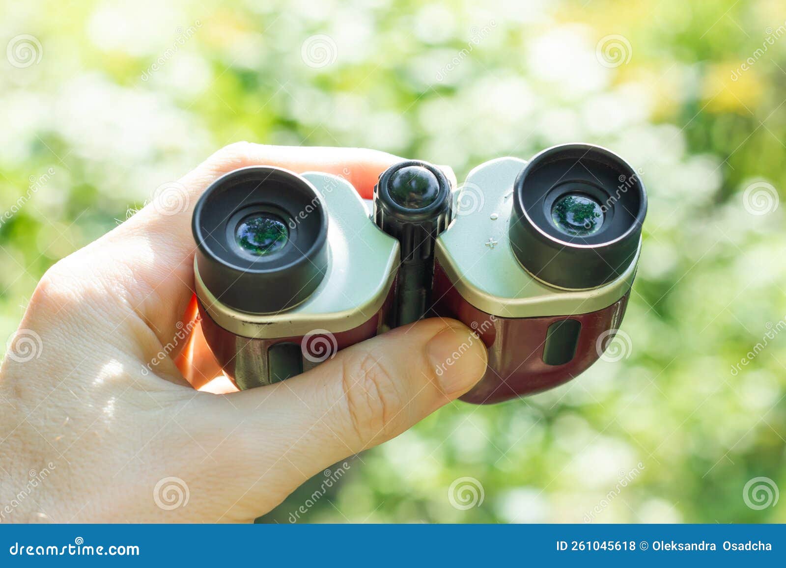 Binoculars in Hand. Surveillance of the Environment Stock Photo - Image ...