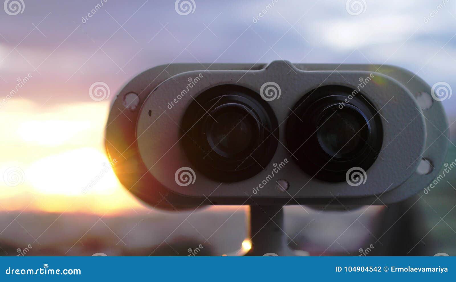 Binoculars Lookout at the City during Amazing Sunset Stock Photo ...