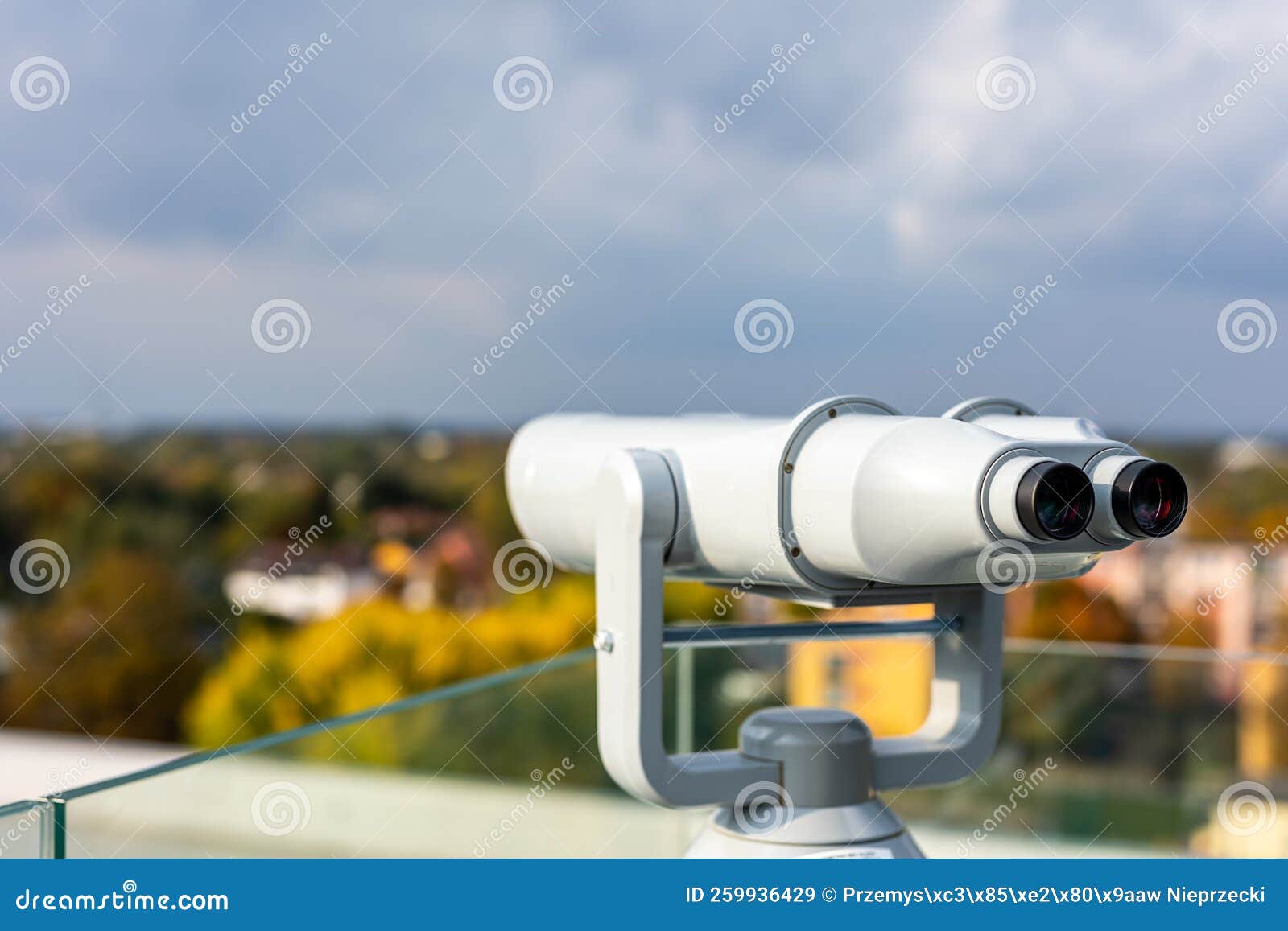 Large, Stationary Observation Binoculars Mounted on the Observation ...