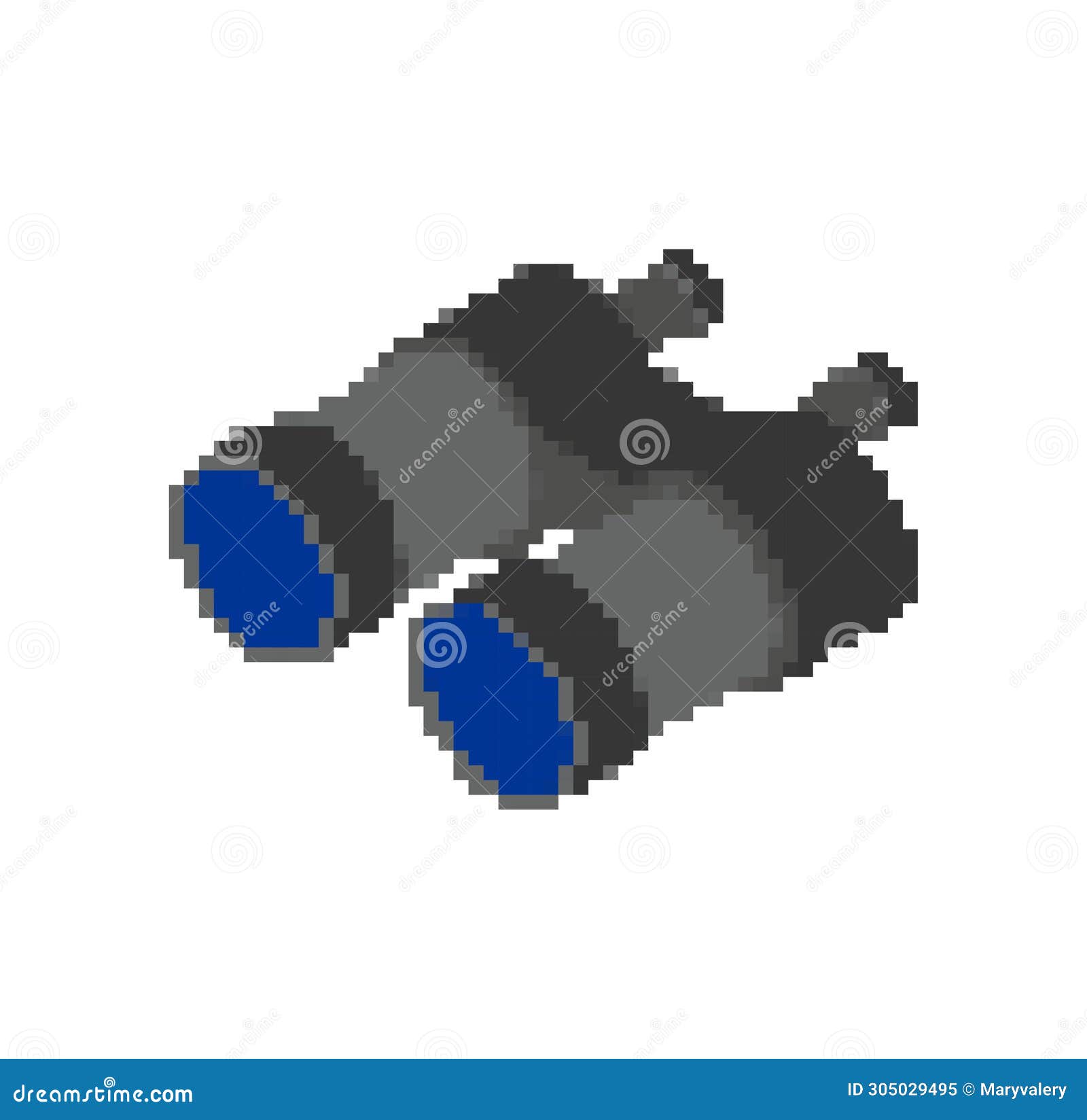 Binoculars Pixel Art. 8 Bit Optical Instrument with Lens for Each Eye ...