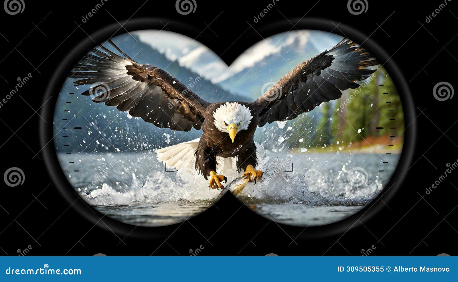 Binoculars Point of View with an American Bald Eagle - Generative Ai ...