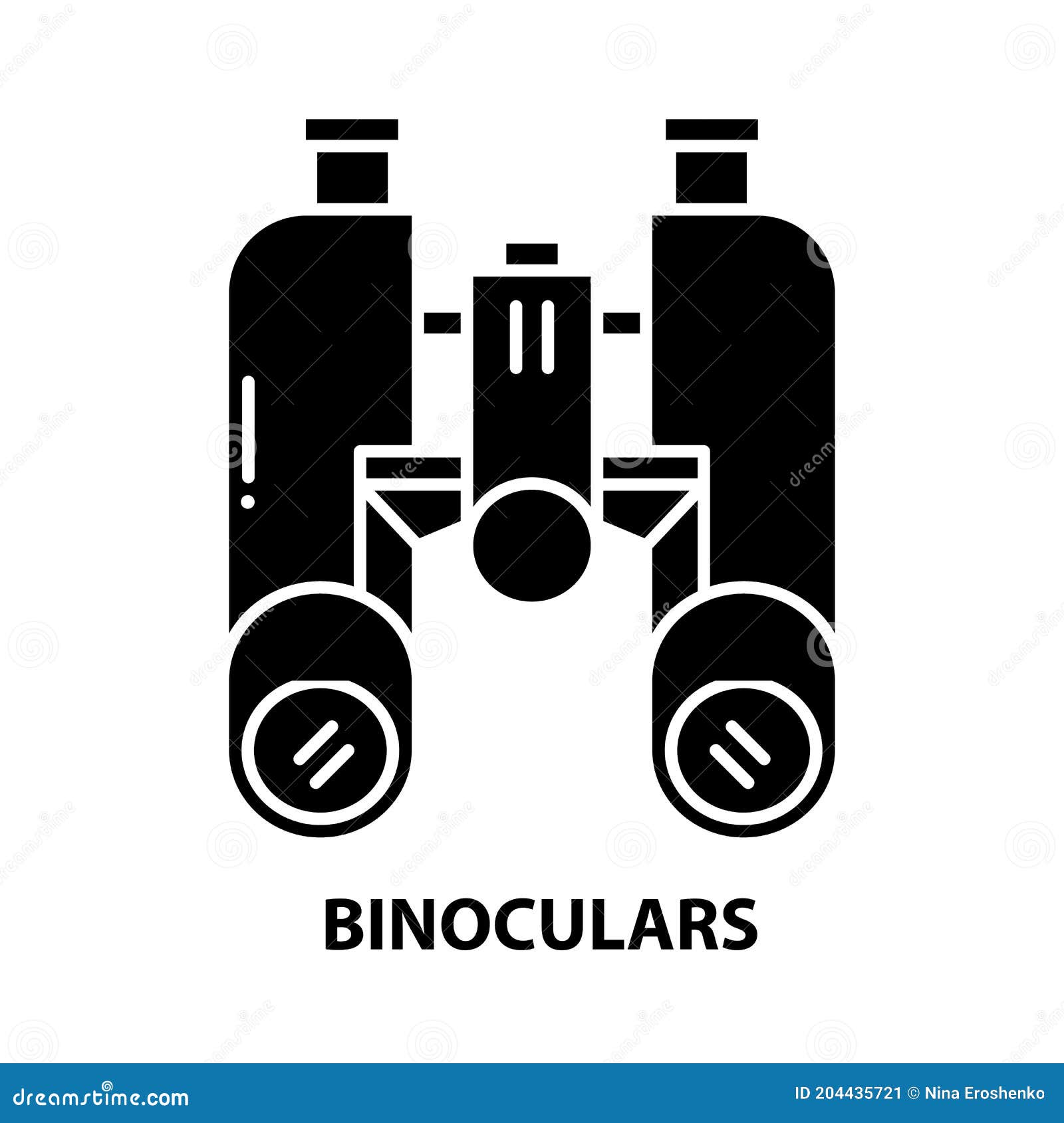 Binoculars Symbol Icon, Black Vector Sign with Editable Strokes ...
