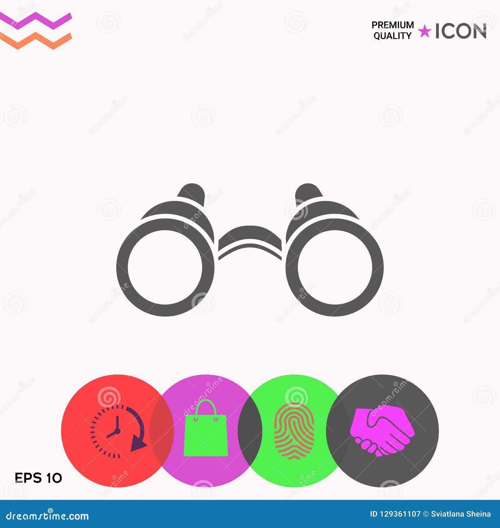 Binoculars symbol icon stock vector. Illustration of sign - 129361107