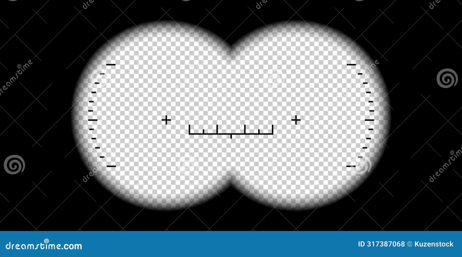 Binoculars Viewfinder. Binocular POV Frame with Aim Sight and Measuring ...