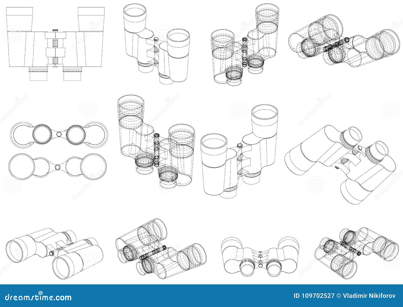 Binoculars on a white stock vector. Illustration of object - 109702527