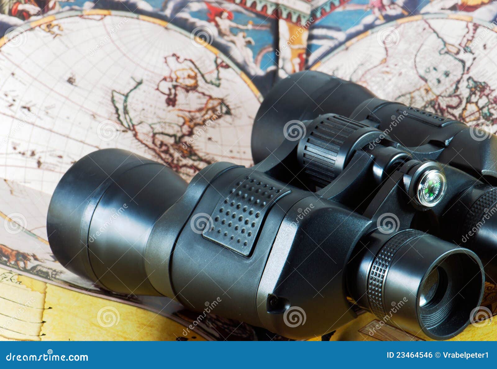 Binokel auf antiker Karte stockfoto. Bild von geographie - 23464546