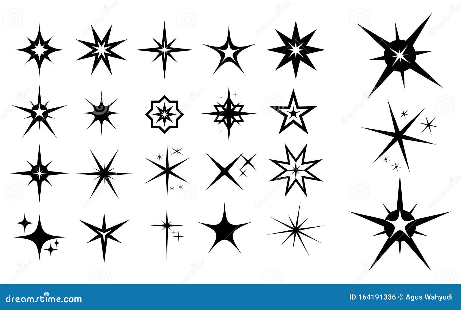 Set of Spark Icon or Star Shape or Star Shine Black Concept. Stock ...