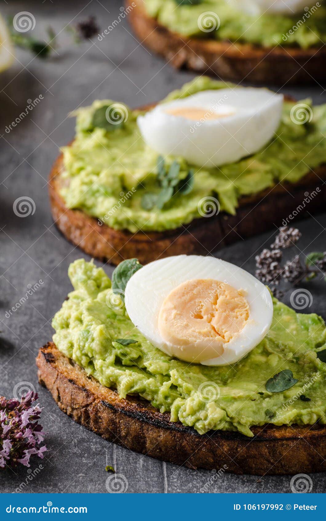 Bio Avocado on Bread with Boiled Egg Stock Photo - Image of healthy ...