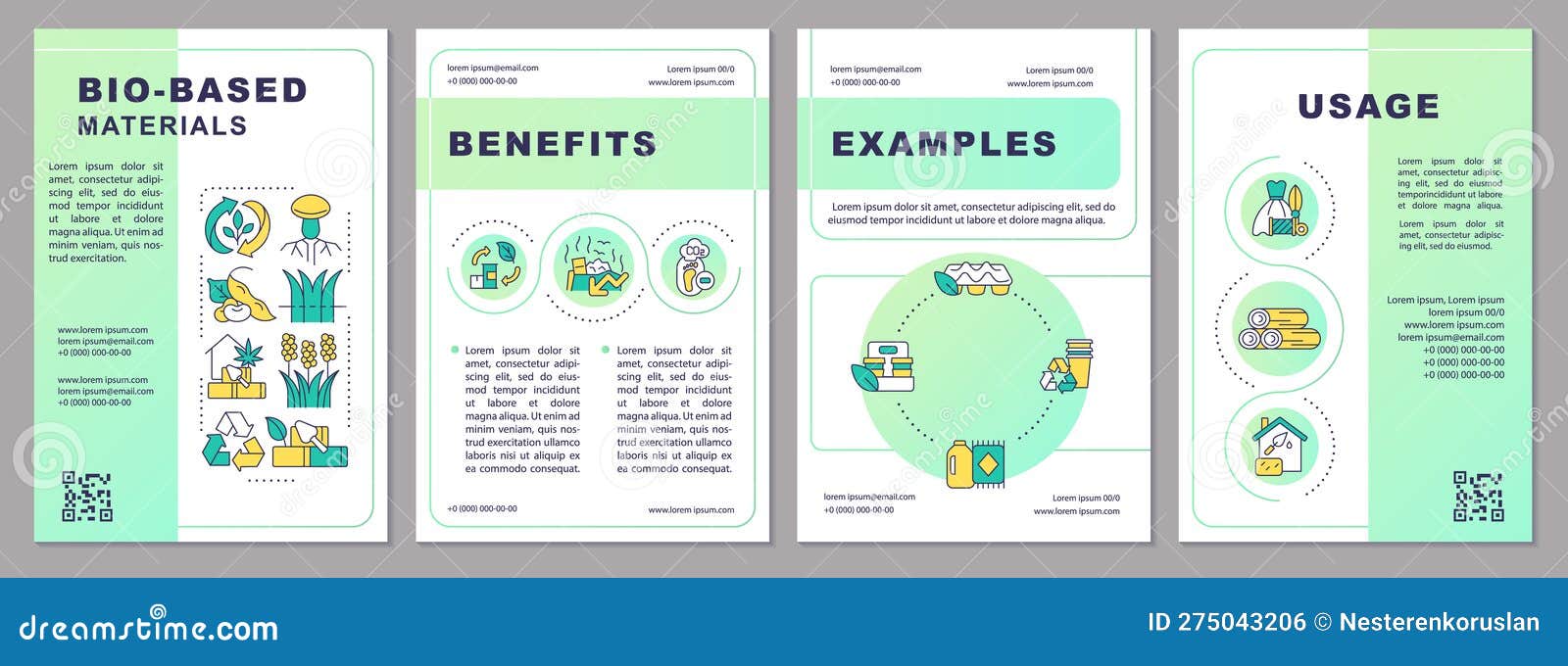 Bio Based Materials Green Gradient Brochure Template Stock Illustration ...