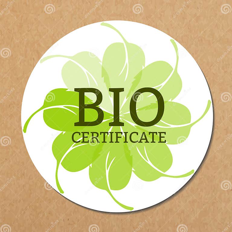 Bio Certificate Icon, Green and White Isolated Icon Stock Illustration ...