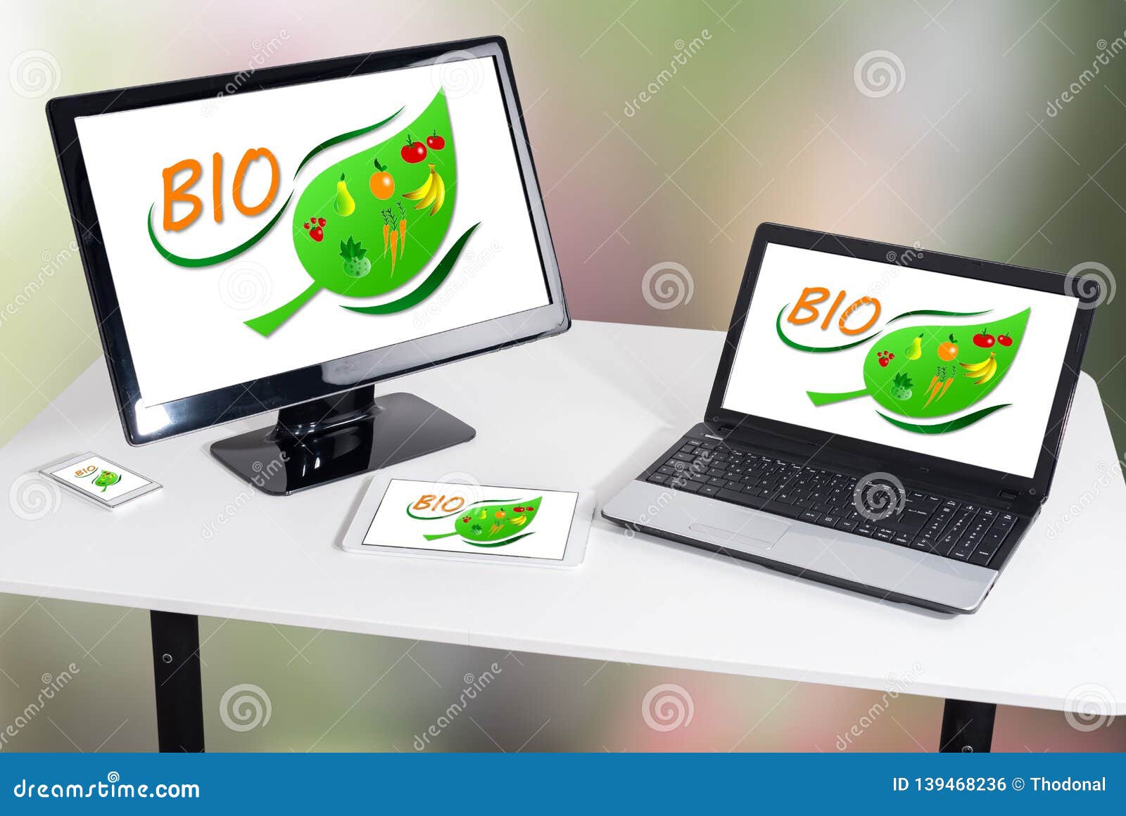 Bio Concept on Different Devices Stock Photo - Image of design, organic ...