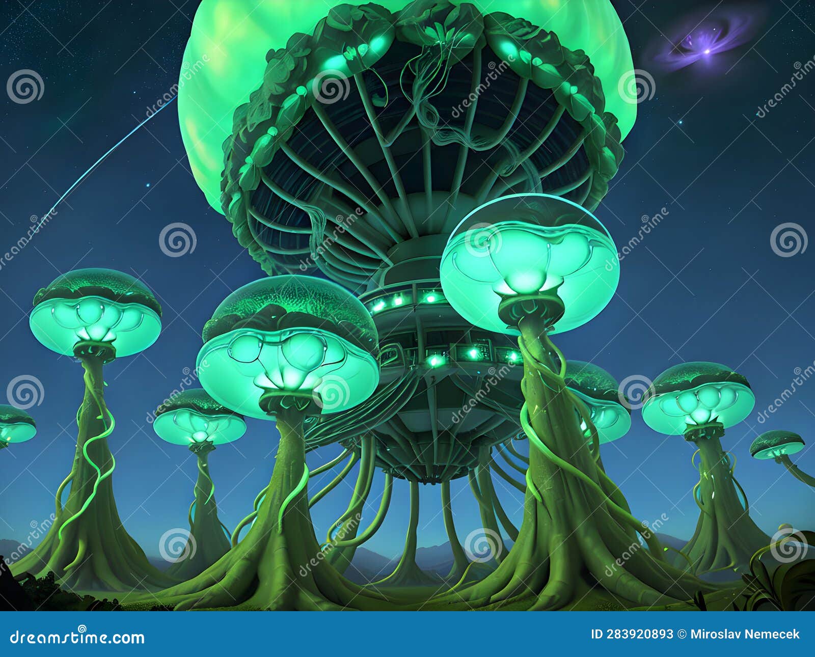 Bio-engineered Jellyfish Bioship, Generative AI Illustration Stock ...