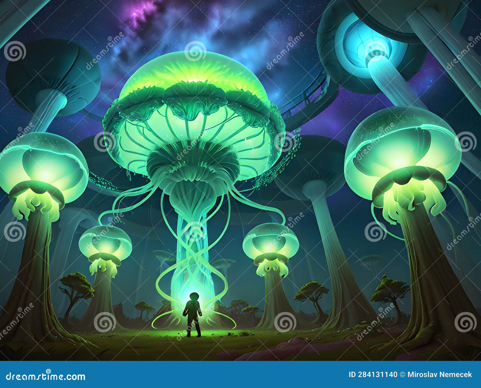 Bio-engineered Jellyfish Bioship, Generative AI Illustration Stock ...