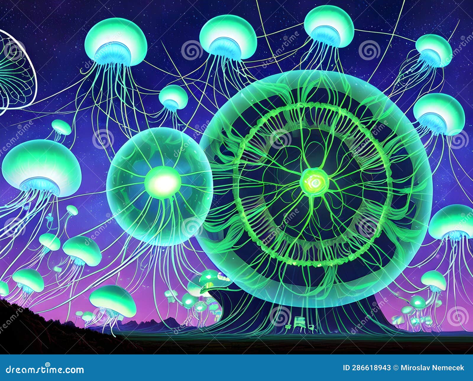 Bio-engineered Jellyfish Bioship, Generative AI Illustration Stock ...