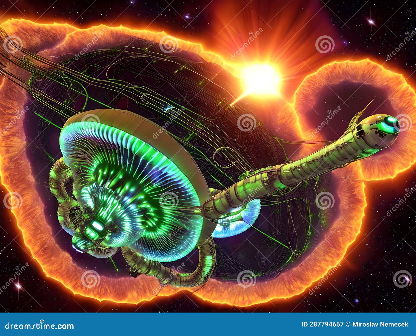 Bio-engineered Jellyfish Bioship, Generative AI Illustration Stock ...