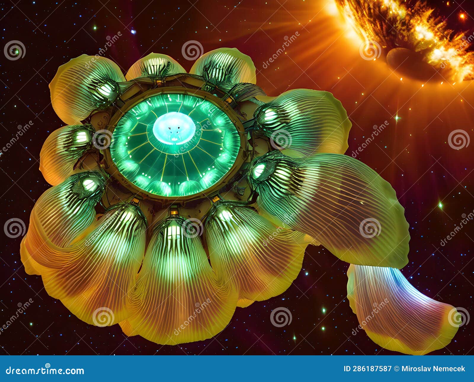 Bio-engineered Jellyfish Bioship, Generative AI Illustration Stock ...