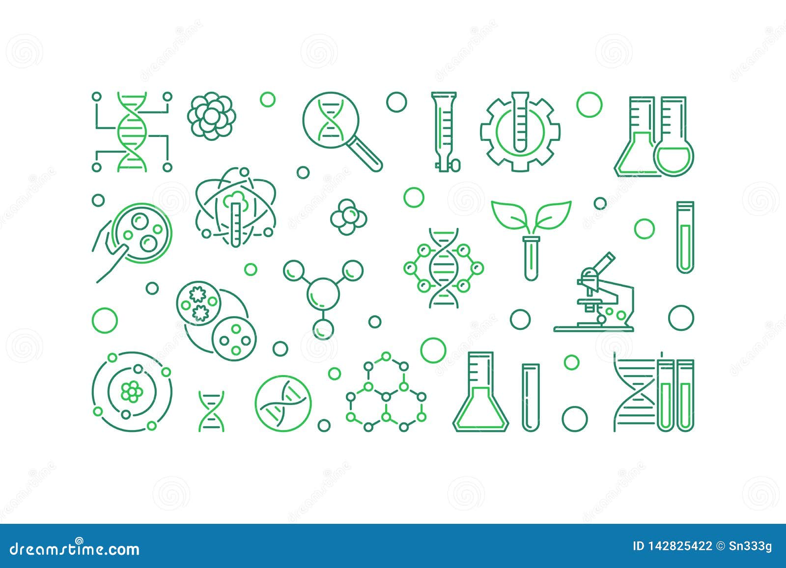 Bio-Engineering Vector Line Banner. Biotechnology Illustration Stock ...