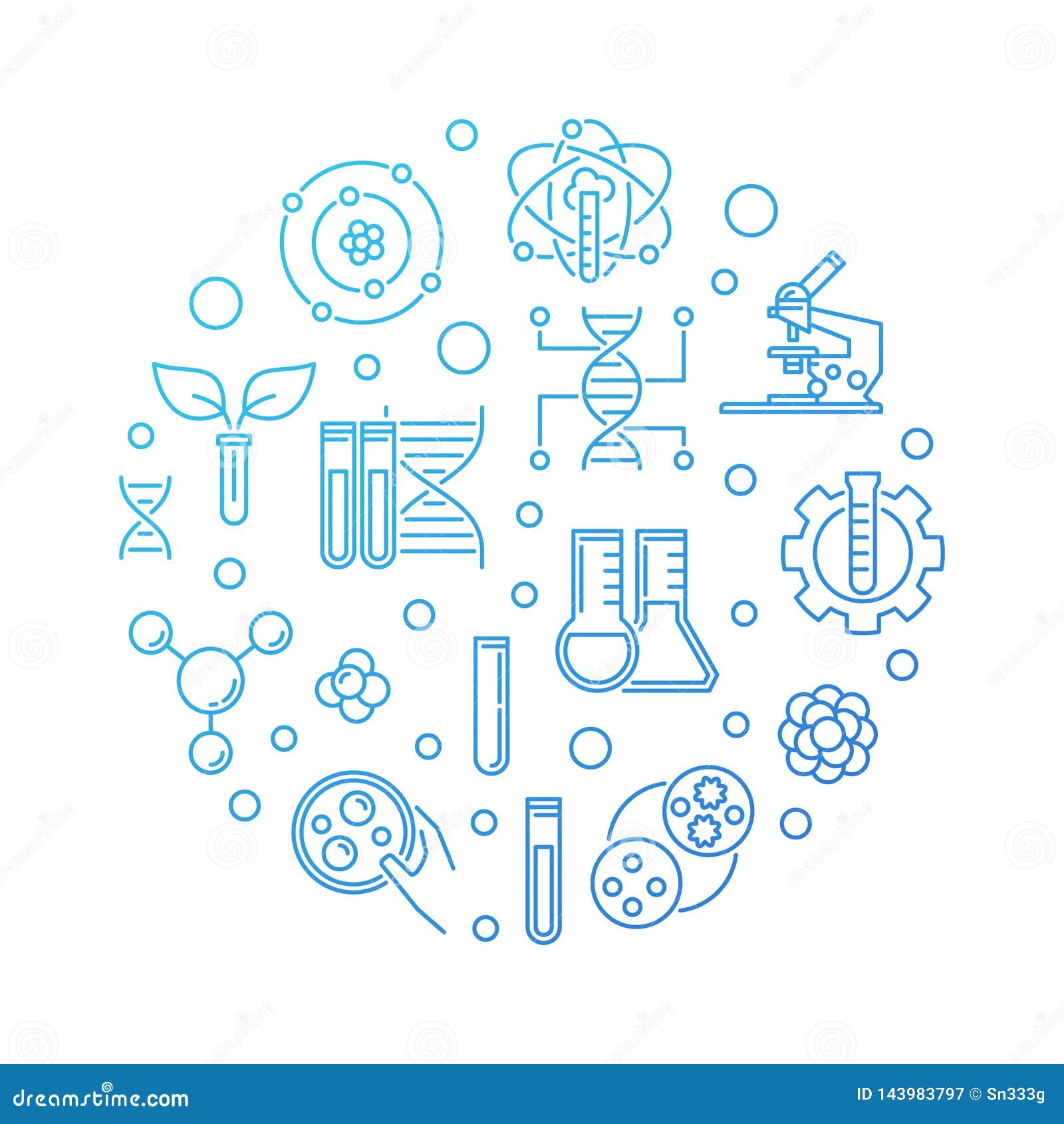 Bio-Engineering Vector Round Blue Linear Illustration Stock Vector ...