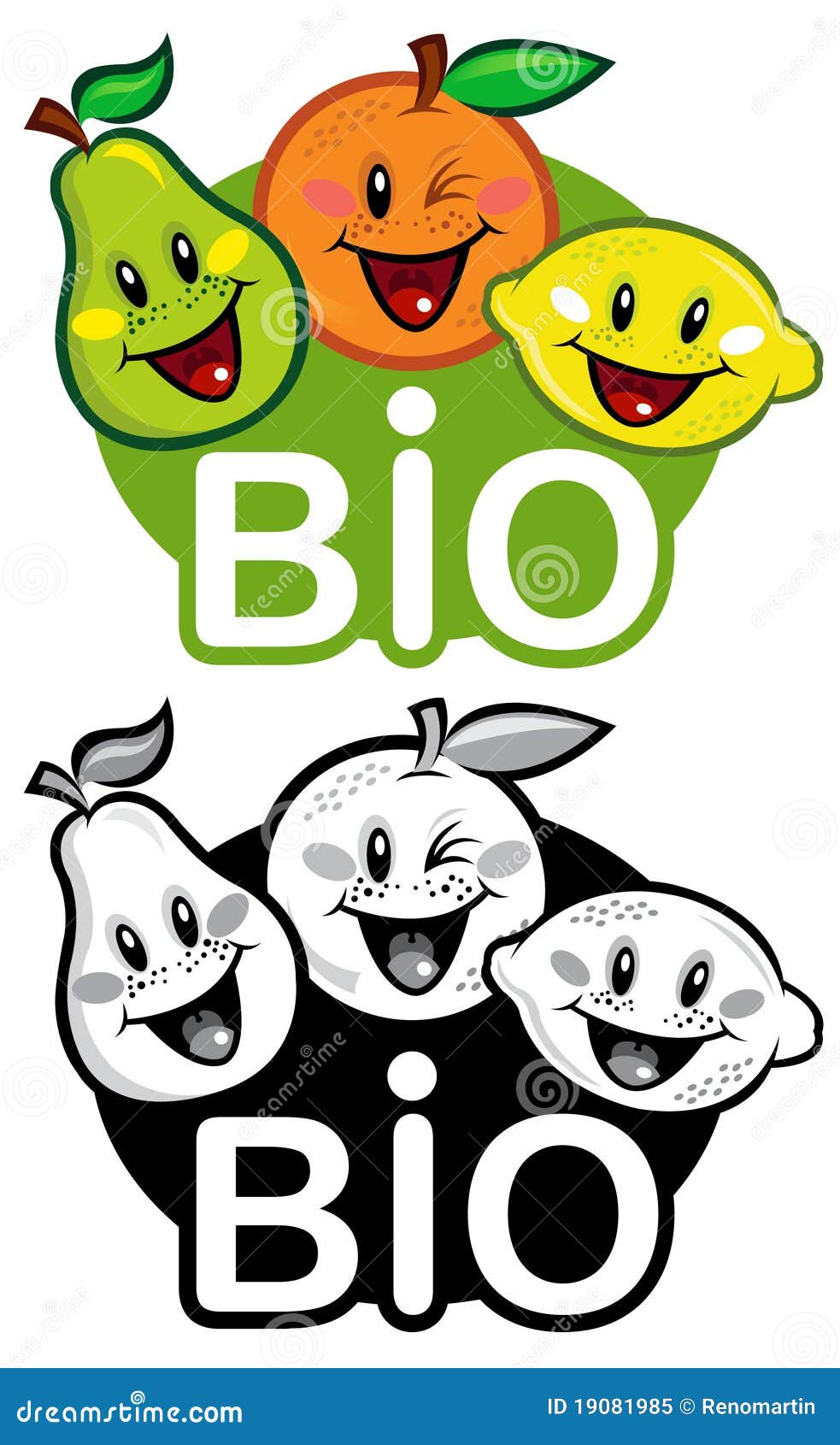 Bio Fruits Label stock vector. Illustration of green - 19081985