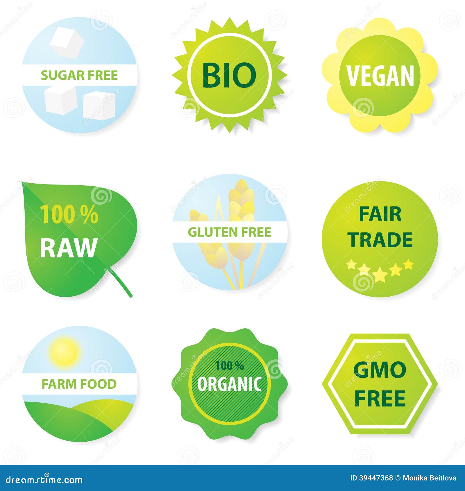 Bio and Healthy Food Labels Stock Vector - Illustration of leaf ...