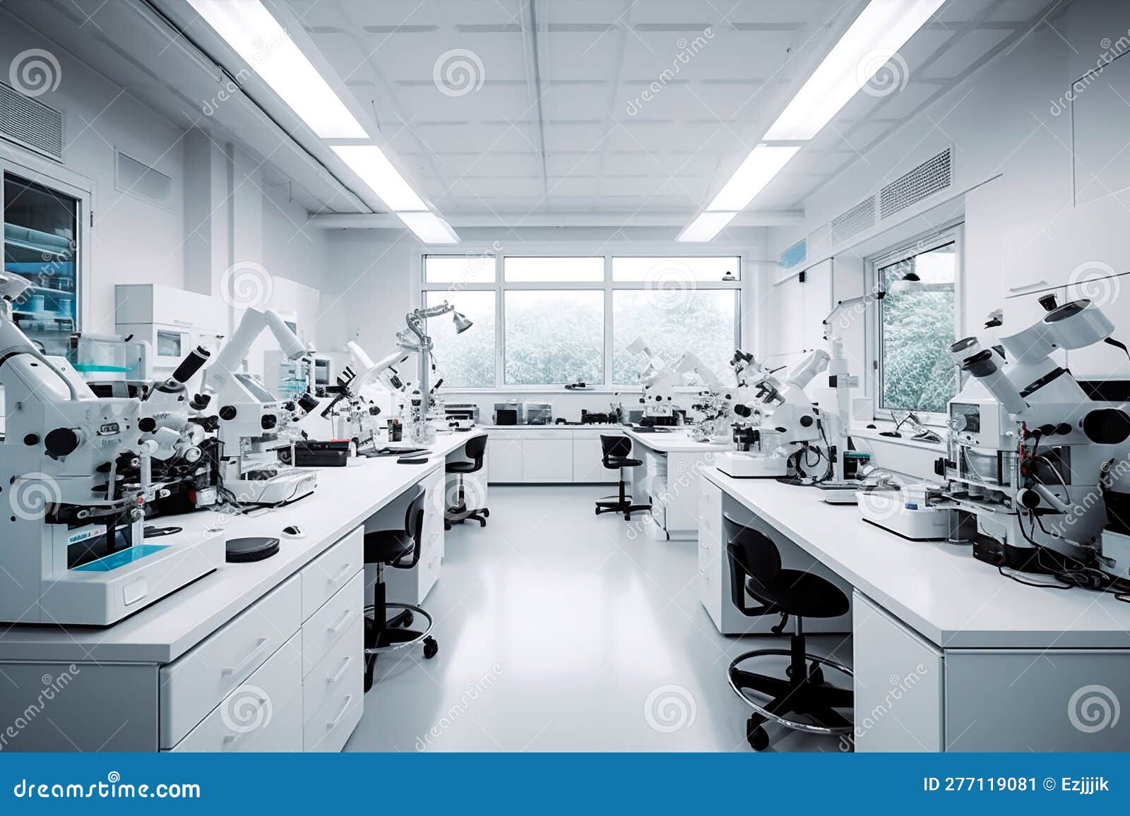 Bio Laboratory with Microscopes and Equipment for the Study of Viruses ...