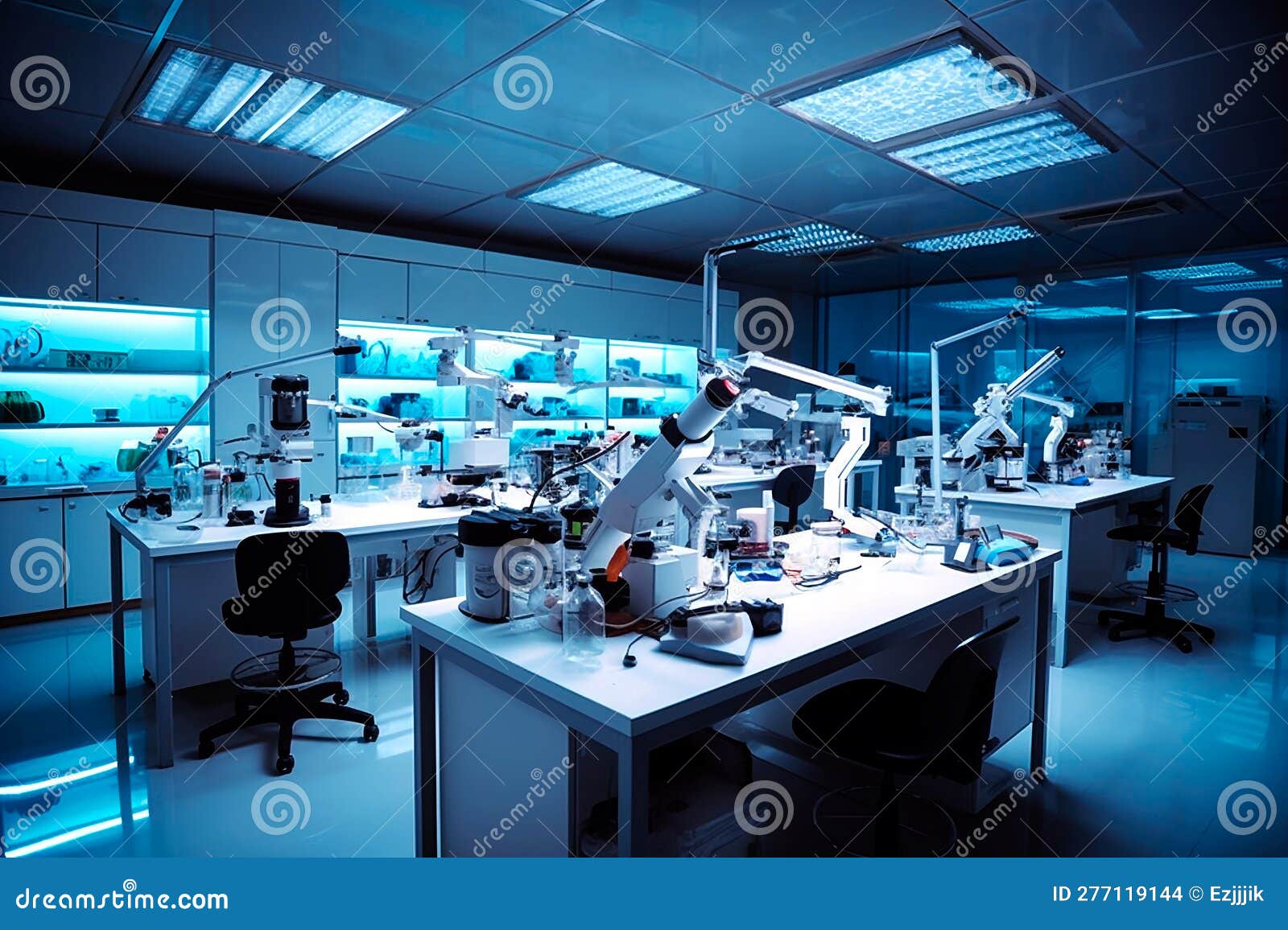 Bio Laboratory with Microscopes and Equipment for the Study of Viruses ...