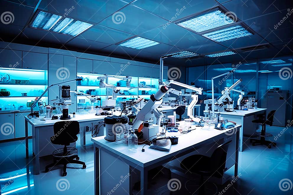 Bio Laboratory with Microscopes and Equipment for the Study of Viruses ...