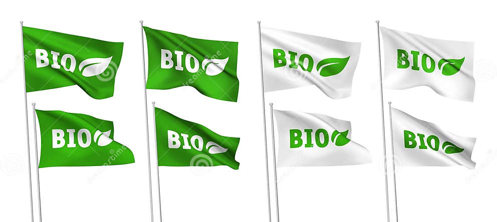 Bio with Leaf - Green Vector Flags Stock Vector - Illustration of ...