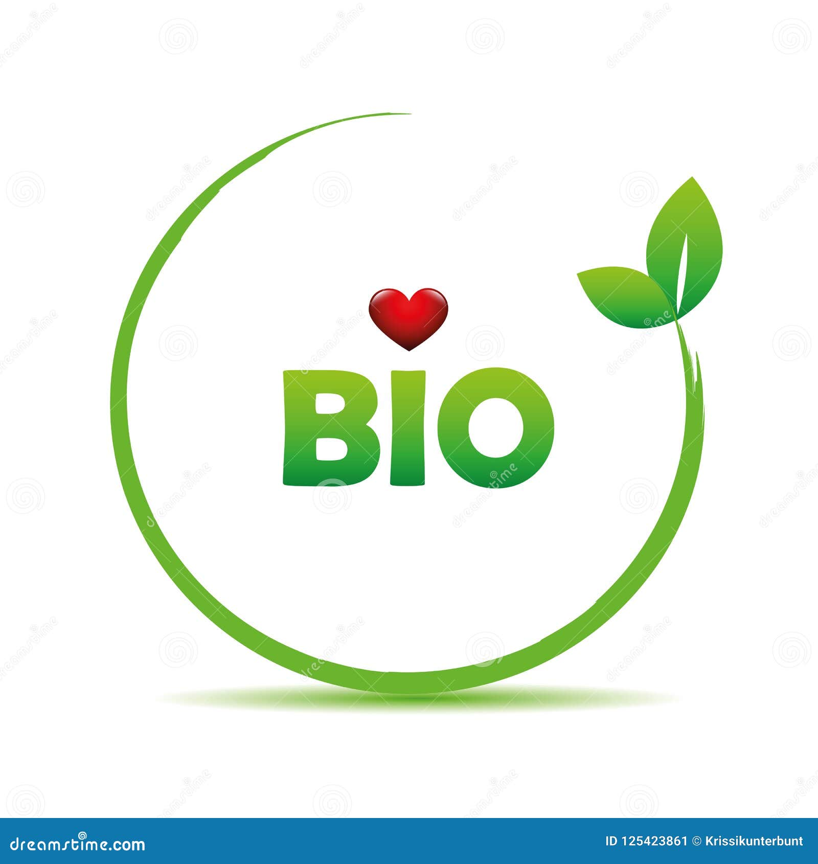 Bio- Logo Organico Della Pianta Con Cuore Rosso Illustrazione ...