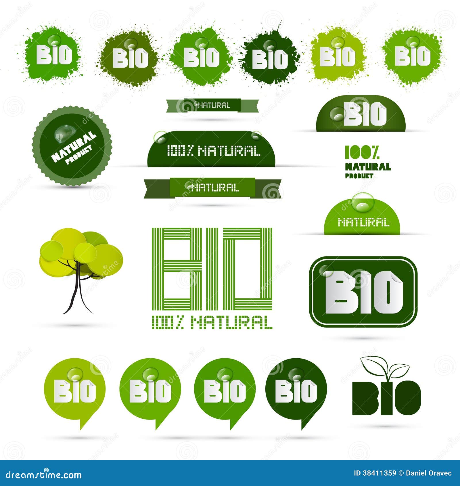 Bio - Natural Product Green Labels Set Stock Vector - Illustration of ...