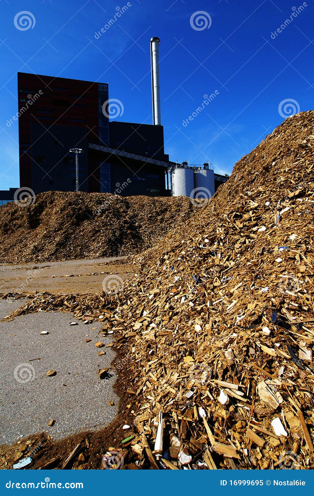 Bio Power Plant With Storage Of Wooden Fuel Stock Image Image Of