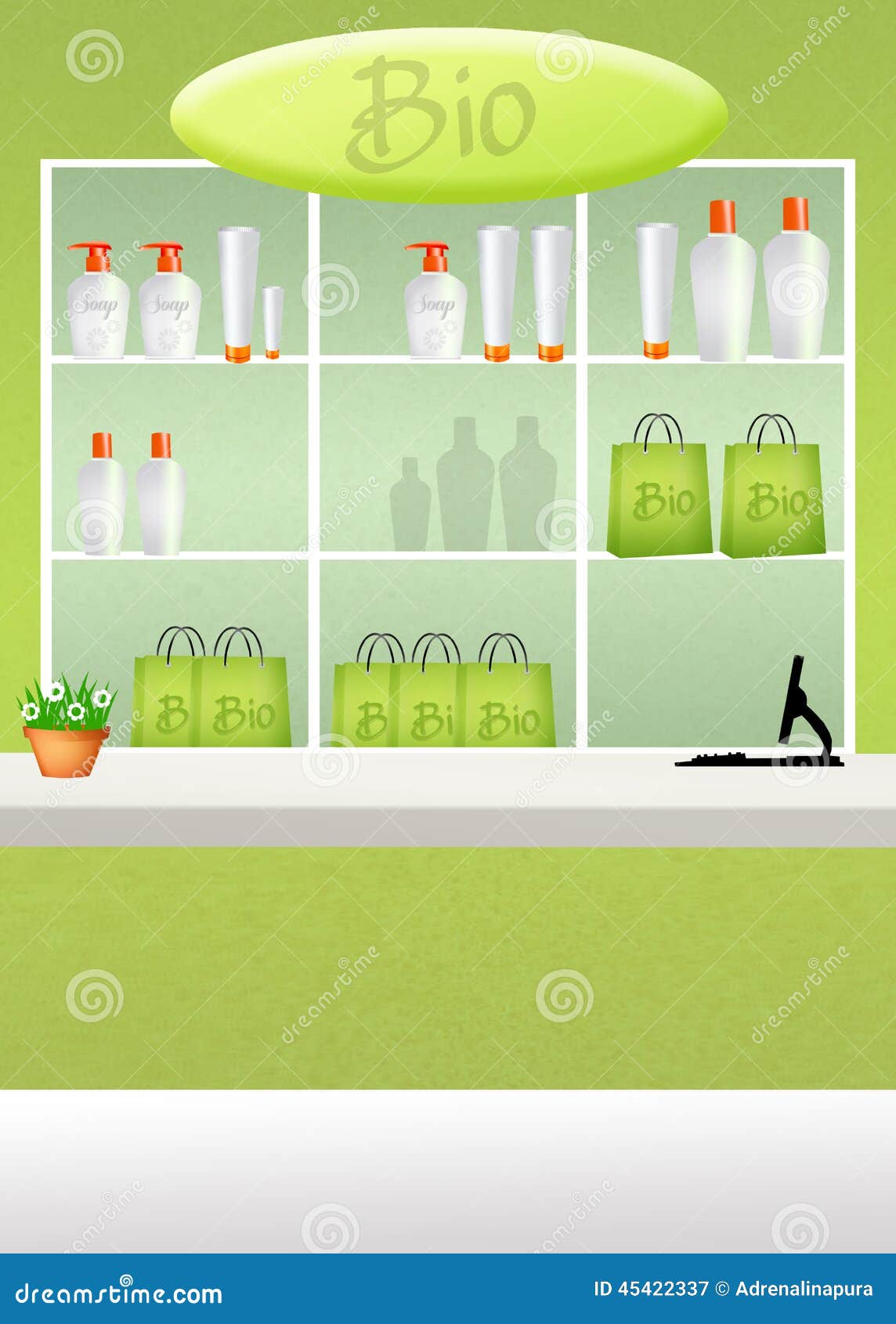 Bio shop stock illustration. Illustration of promotional - 45422337