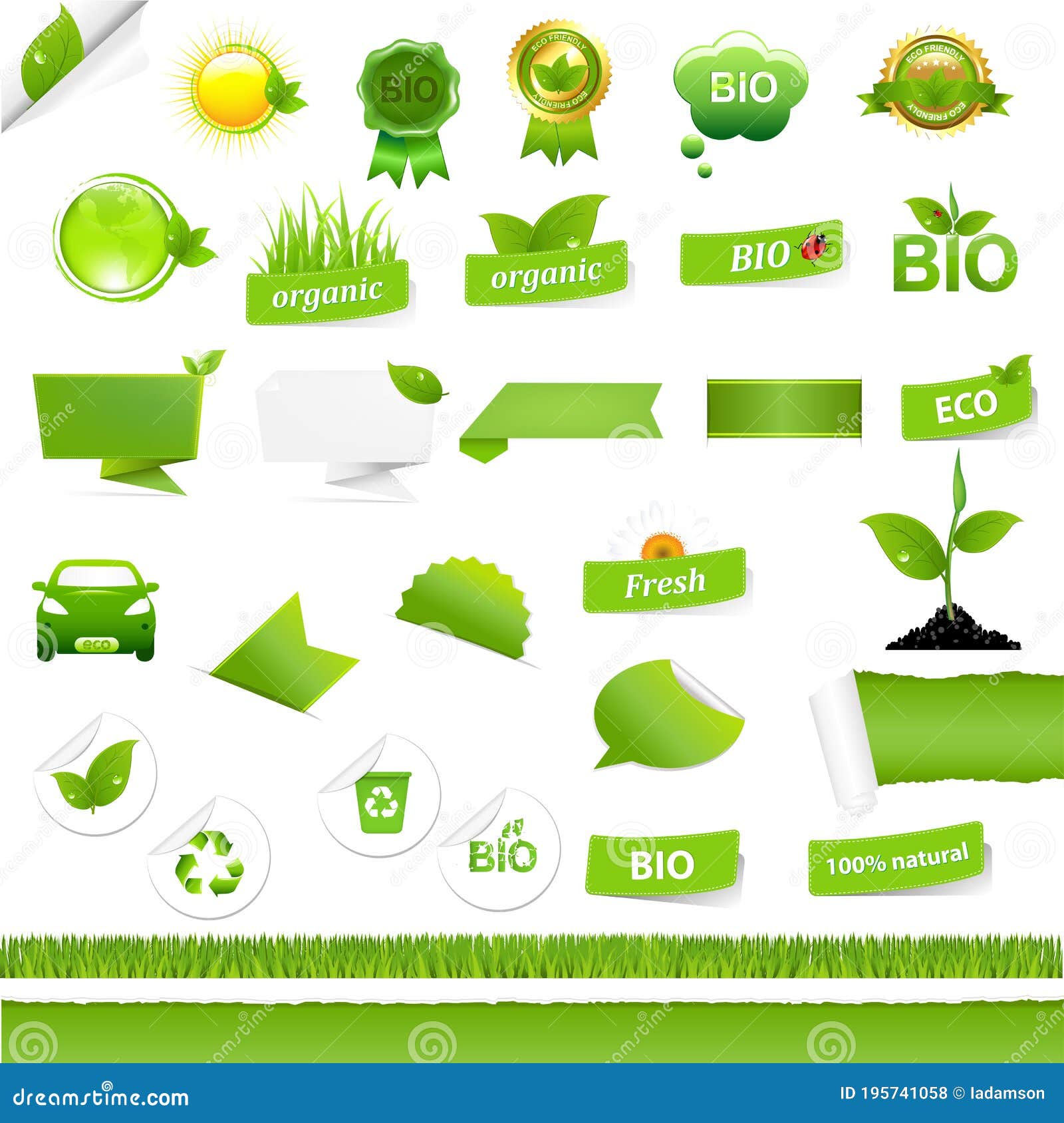 Bio Signs Set stock vector. Illustration of press, mountain - 195741058