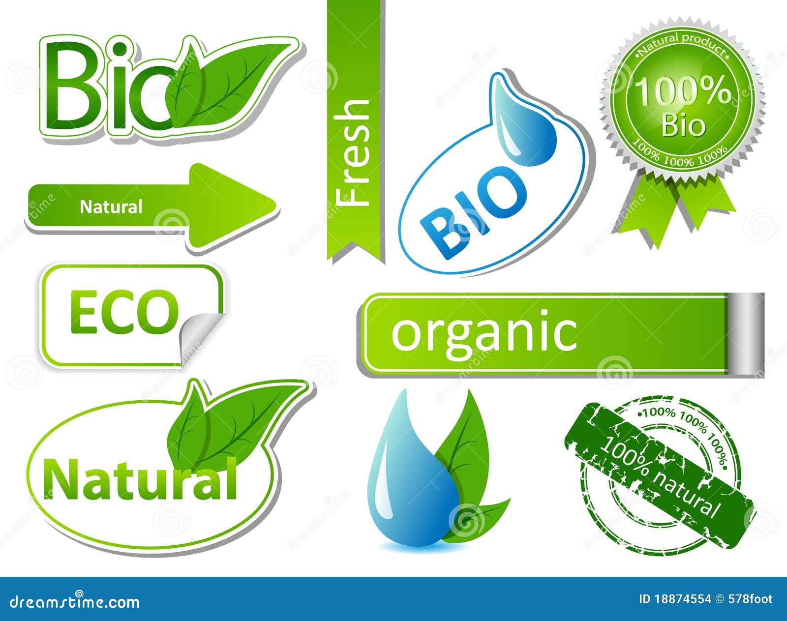Bio sticker set stock vector. Illustration of ecological - 18874554